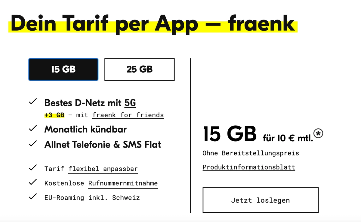 fraenk Handytarif: alle Infos zum 10 Euro Tarif | hier-sparst-du.de